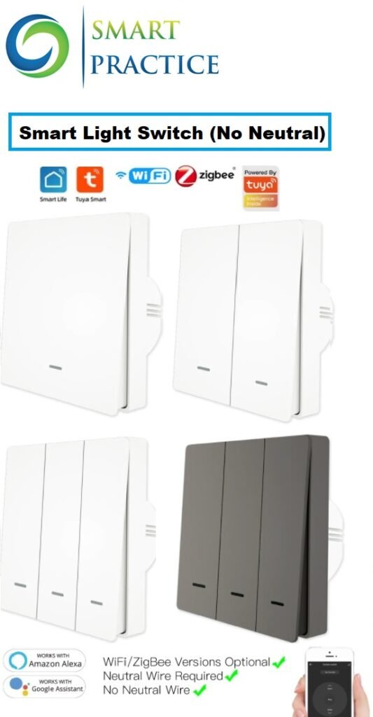 Smart Light Switch Wifi ZigBee No Neutral Wire No Capacitor Needed ...